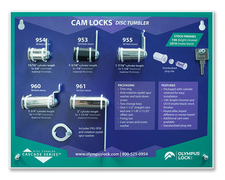 Olympus - FDB-010 Disc Tumbler Cam Locks Display Boards – Barzel Lock