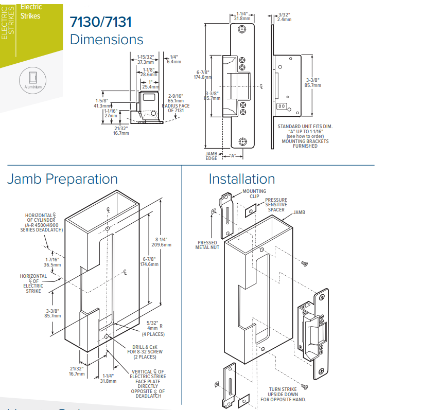 Adams Rite 7131 Electric Strike For Double Aluminum Applications with ...