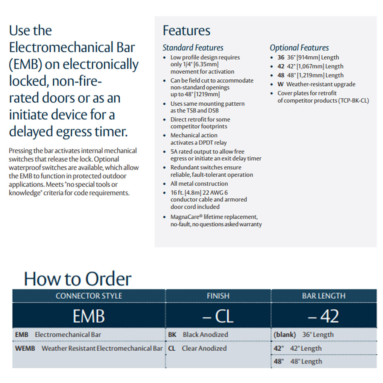 Securitron EMB Electromechanical Bar – Barzel Lock
