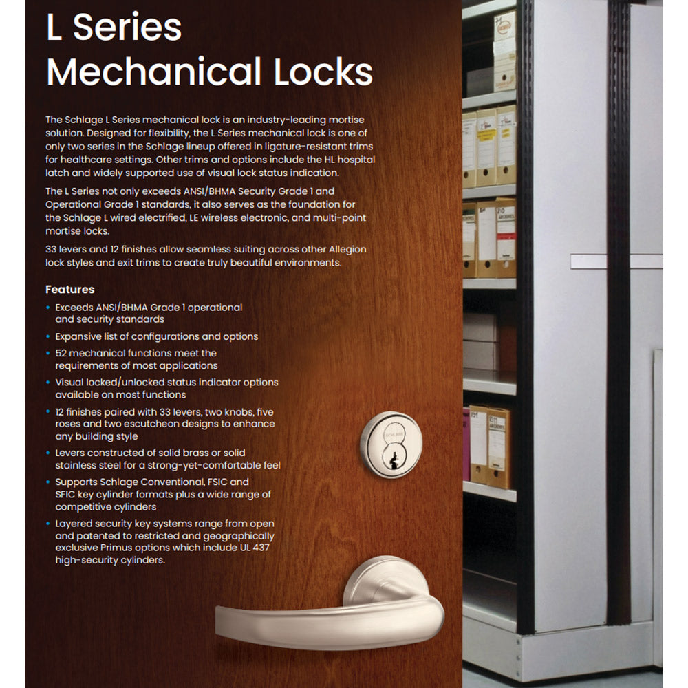 Schlage L9480 - Storeroom Mortise Lock - Grade 1 Deadbolt Function Sin ...