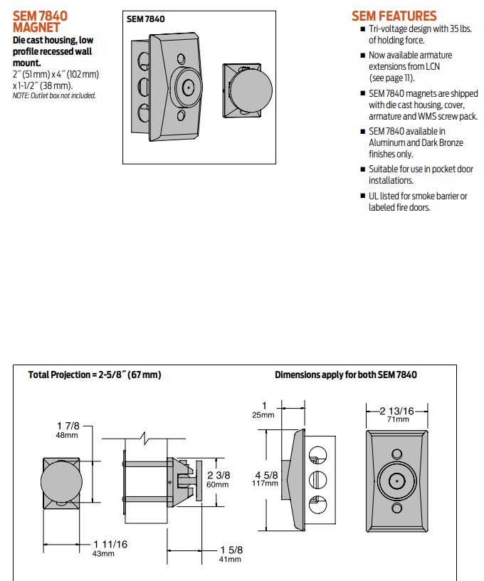 LCN SEM 7840 Magnetic Door Holder – Barzel Lock